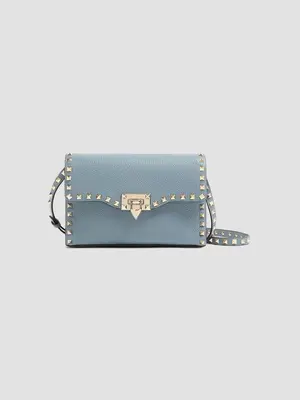 Valentino Garavani Rockstud Grainy Calfskin Crossbody Bag - Stone