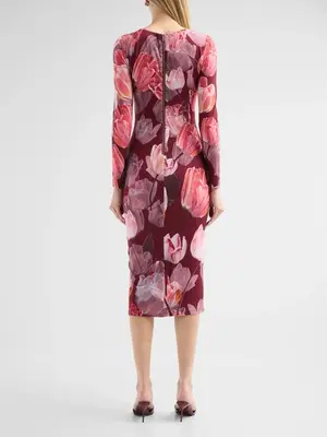 MILLY Abbygail Floral Midi Dress