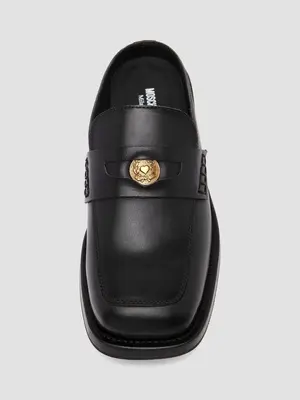 Moschino Leather Open Back Penny Loafers