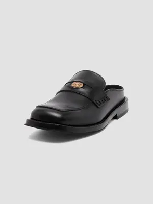 Moschino Leather Open Back Penny Loafers