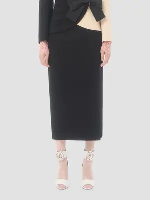 Valentino Garavani Wool Crepe Midi Skirt