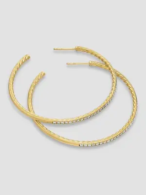David Yurman Pavé Hoop Earrings In 18k Yellow Gold