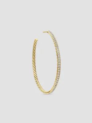 David Yurman Pavé Hoop Earrings In 18k Yellow Gold