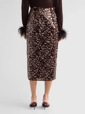 MILLY Roxanne Paillette Midi Skirt