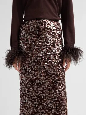 MILLY Roxanne Paillette Midi Skirt