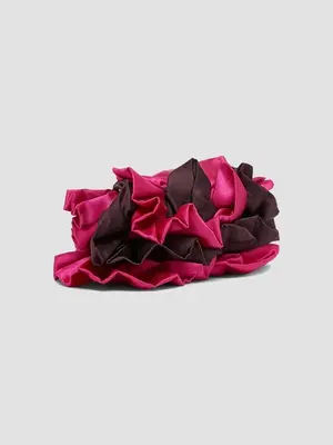 Dries Van Noten Small Ruffled Satin Clutch