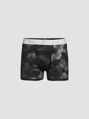 FLEUR DU MAL Floral Bouquet Lace Boxer Brief - Black