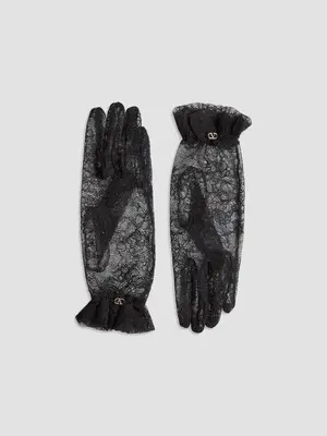 Valentino Garavani Vlogo Signature Lace Gloves Black