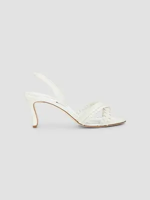 Manolo Blahnik Volusan 70mm Leather Slanted-heel Sandals - White