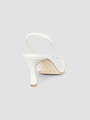 Manolo Blahnik Volusan 70mm Leather Slanted-heel Sandals - White