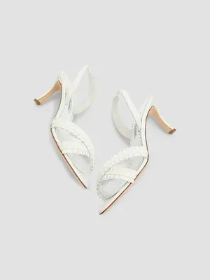 Manolo Blahnik Volusan 70mm Leather Slanted-heel Sandals - White