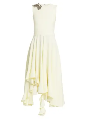 Alexander McQueen Day Shoulder-embellished Asymmetric Midi-dress