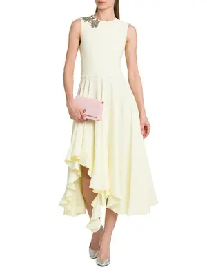 Alexander McQueen Day Shoulder-embellished Asymmetric Midi-dress