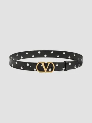 Valentino Garavani Vlogo Signature Belt In Shiny Calfskin 30 Mm - Black