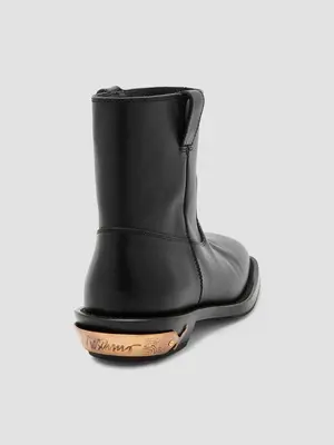 Moschino Leather Logo Spur Ankle Boots