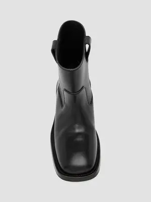 Moschino Leather Logo Spur Ankle Boots