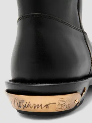 Moschino Leather Logo Spur Ankle Boots