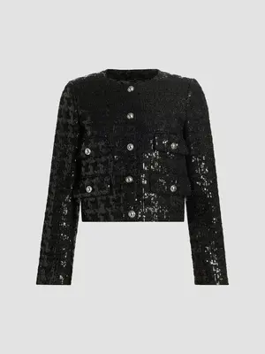 Michael Kors Sequin Tweed Crop Jacket - Black