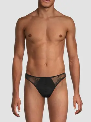 FLEUR DU MAL Bouquet Sheer Floral Lace Thong