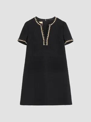Valentino Garavani Embroidered Canestrello Tweed Short Dress