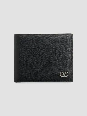 Valentino Garavani Vlogo Signature Grainy Calfskin Wallet - Black