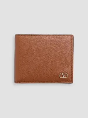 Valentino Garavani Vlogo Signature Grainy Calfskin Wallet - Saddle Brown