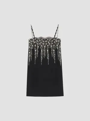 Valentino Garavani Embroidered Crepe Couture Short Dress - Black