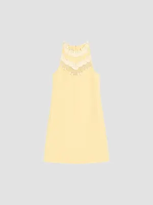 Valentino Garavani Embroidered Crepe Couture Short Dress - Yellow