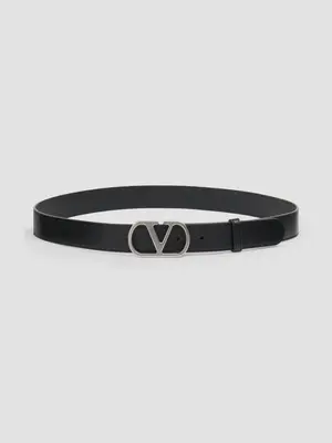 Valentino Garavani Vlogo Signature Belt In Shiny Calfskin 30mm - Black