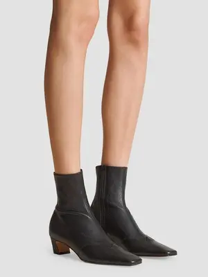 Khaite Nevada 40mm Leather Ankle Boots - Black