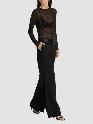 Michael Kors Gem Fitted Long Crewneck Top