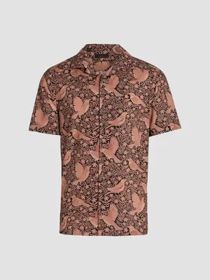SAKS FIFTH AVENUE Collection Bird-print Cotton Camp Shirt - Tan