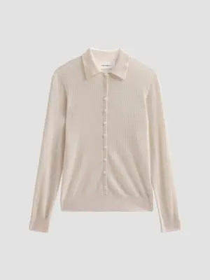 LISA YANG Agata Cashmere Cardigan Shirt - Ivory