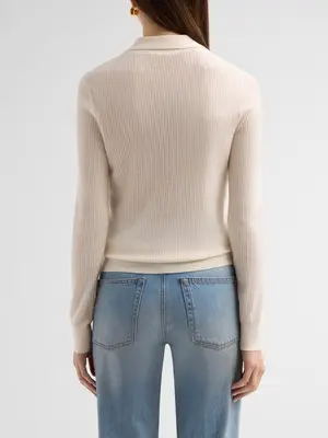 LISA YANG Agata Cashmere Cardigan Shirt - Ivory