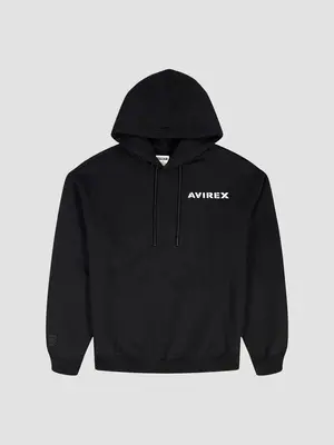 AVIREX Core Stacked Logo Hoodie - Black