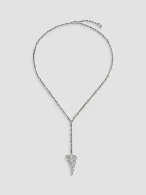 Alexander McQueen Silvertone & Crystal Tiger Claw Lariat Necklace - Silver Grey