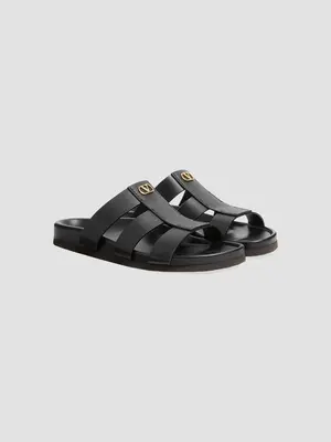 Valentino Garavani Studshield Slide Sandals In Calfskin