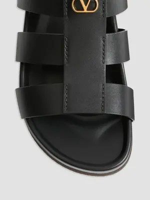 Valentino Garavani Studshield Slide Sandals In Calfskin