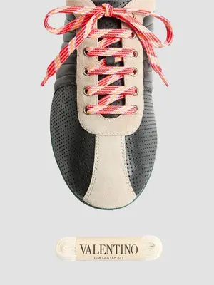 Valentino Garavani Strikie Sneakers In Perforated Nappa And Suede - Black