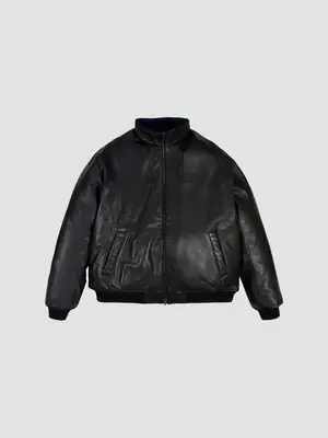 AVIREX Leather Track Jacket - Black