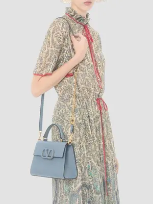 Valentino Garavani Small Vsling Grainy Calfskin Handbag - Stone