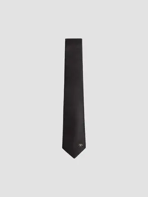 Valentino Garavani Valentie Silk Tie With Vlogo Signature Detail - Black