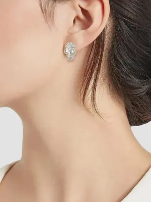 Alexander McQueen Silvertone & Glass Crystal Skull Stud Earrings
