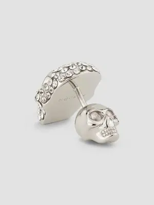Alexander McQueen Silvertone & Glass Crystal Skull Stud Earrings
