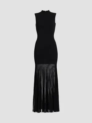 Michael Kors Mock Turtleneck Sheer Maxi Dress