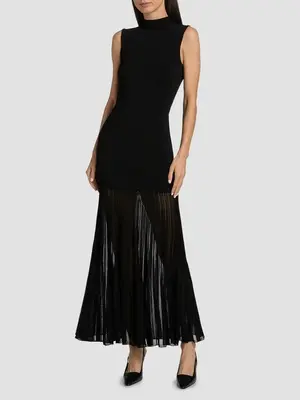 Michael Kors Mock Turtleneck Sheer Maxi Dress