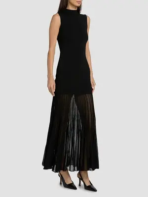Michael Kors Mock Turtleneck Sheer Maxi Dress