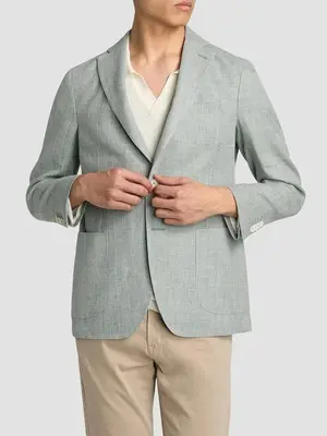 SAKS FIFTH AVENUE Chevron Linen-wool Tailored Jacket