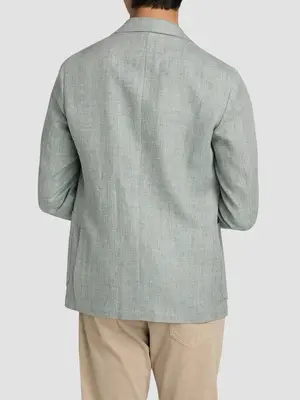 SAKS FIFTH AVENUE Chevron Linen-wool Tailored Jacket