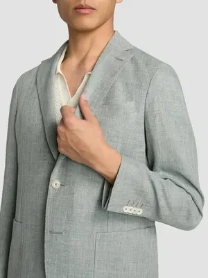 SAKS FIFTH AVENUE Chevron Linen-wool Tailored Jacket